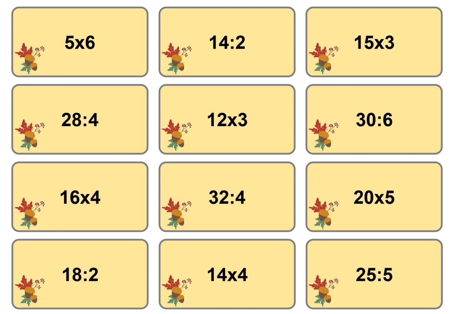 Tablero matemático de otoño - Orientacion Andujar