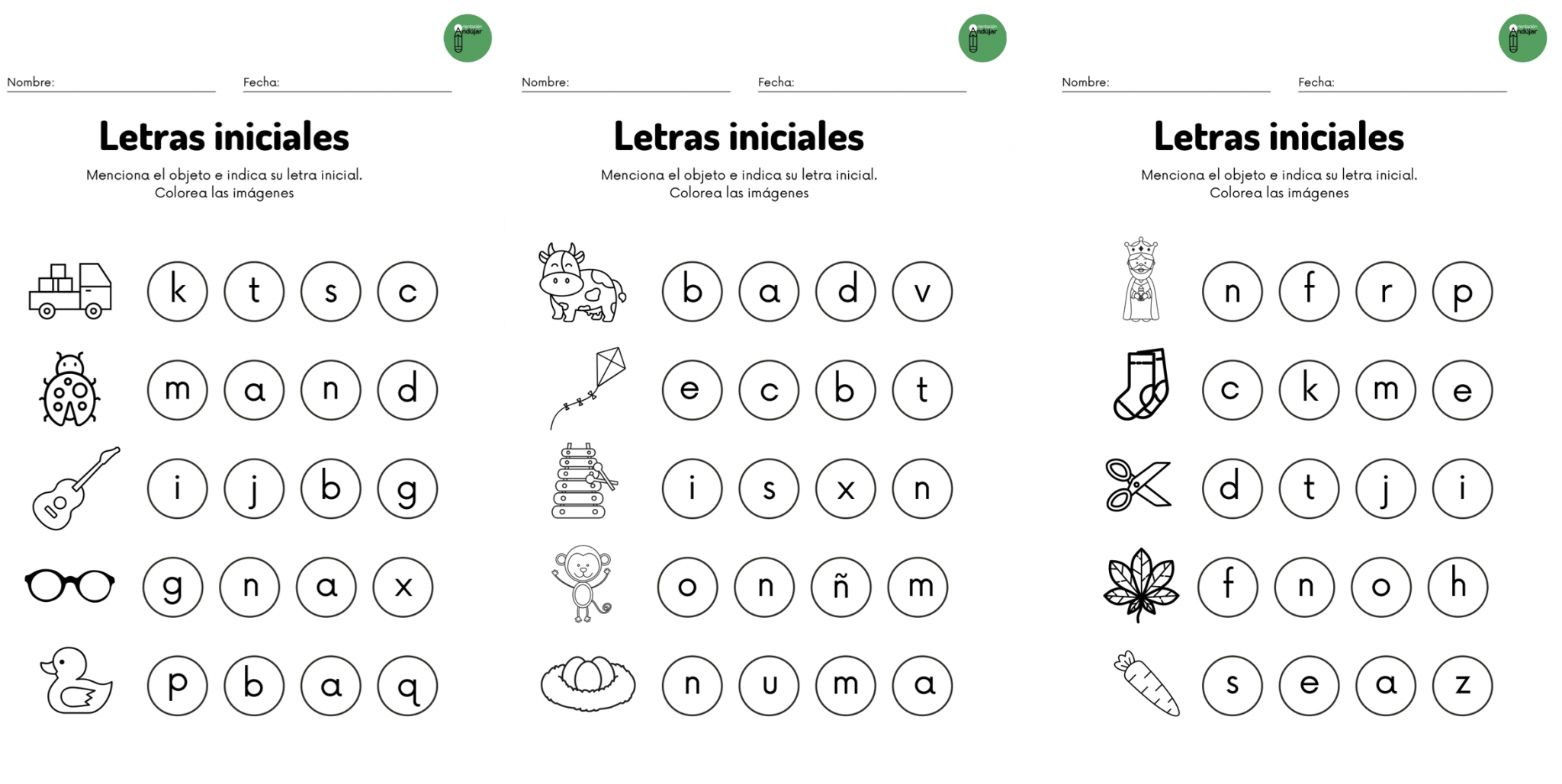 Conciencia fonológica: Fonema inicial de una palabra -Orientacion Andujar