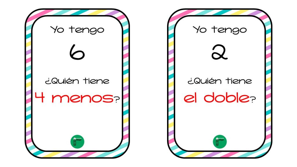 Juego matemático: «Yo tengo…¿Quién tiene?» -Orientacion Andujar