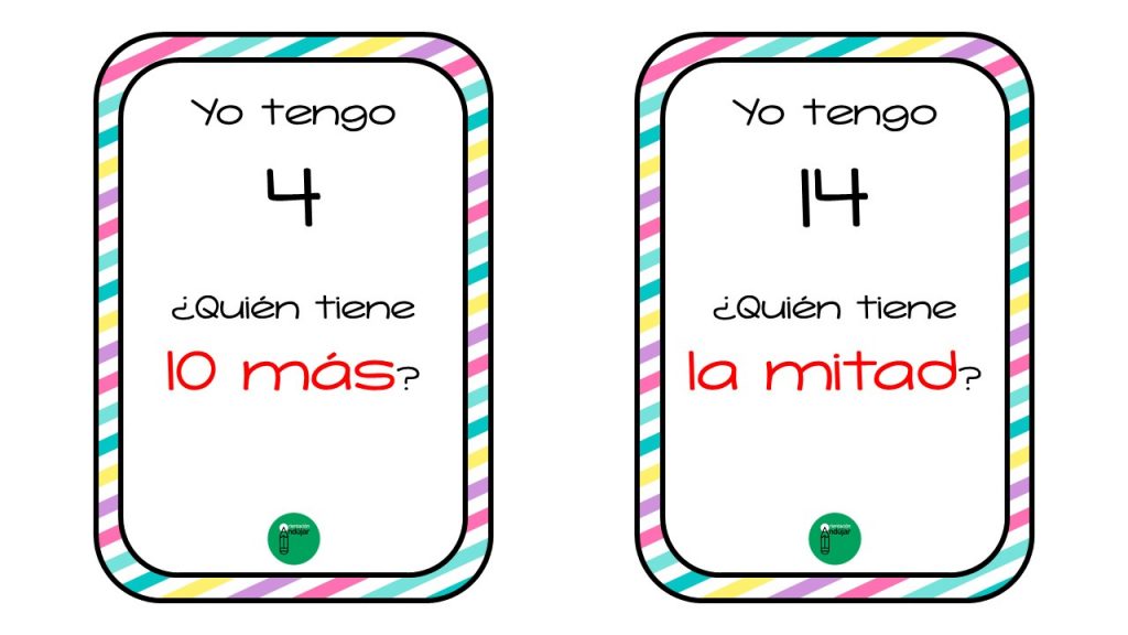 Juego matemático: «Yo tengo…¿Quién tiene?» -Orientacion Andujar
