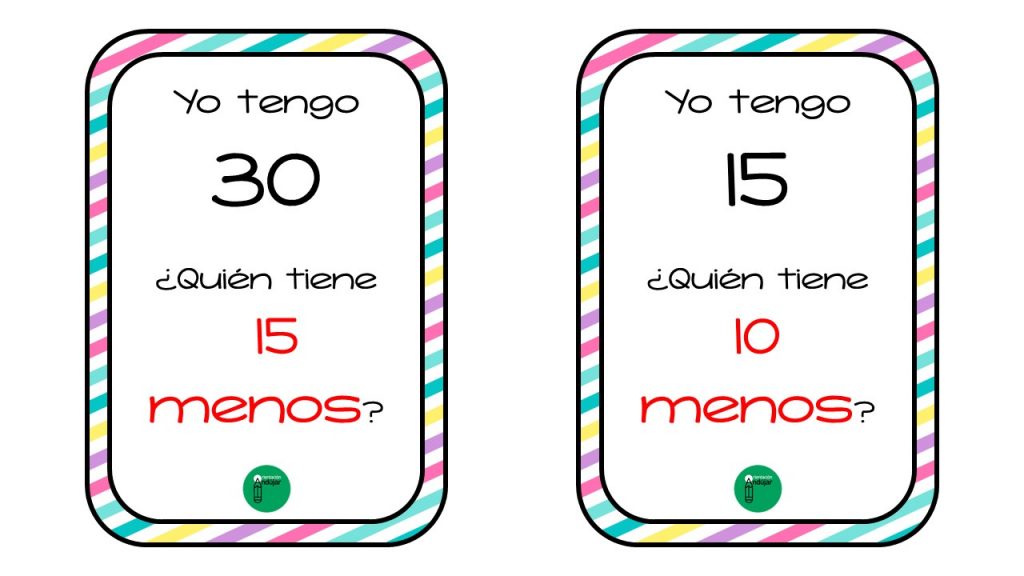 Juego matemático: «Yo tengo…¿Quién tiene?» -Orientacion Andujar