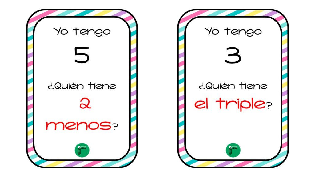 Juego matemático: «Yo tengo…¿Quién tiene?» -Orientacion Andujar