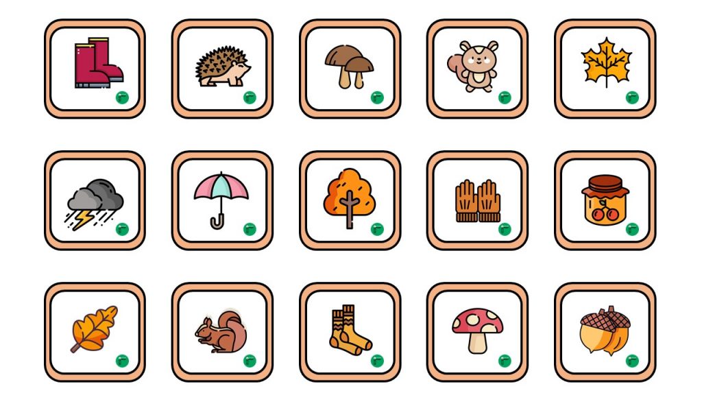 Juego de atención: Busca y encuentra en el tablero de otoño ...
