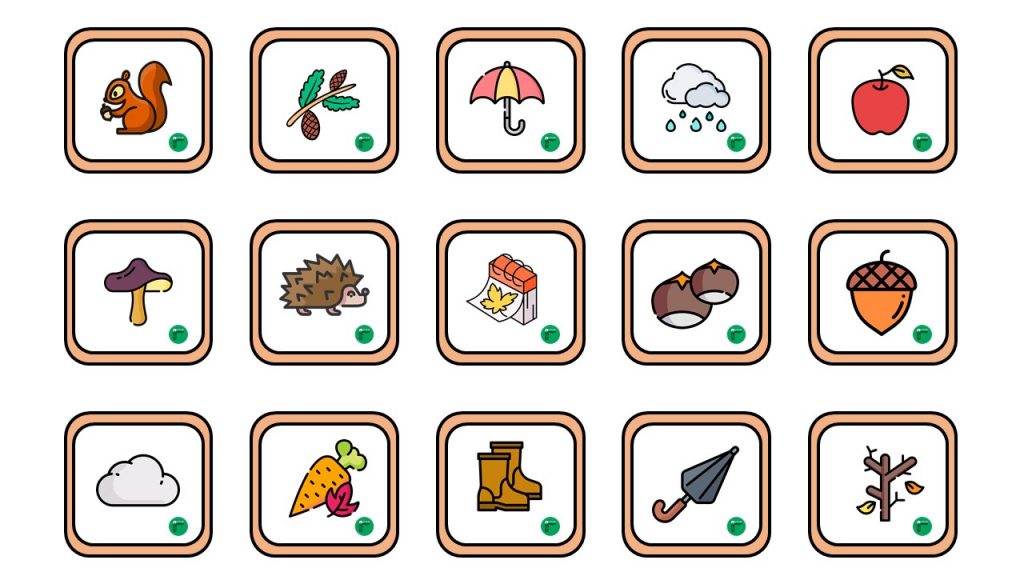 Juego de atención: Busca y encuentra en el tablero de otoño ...