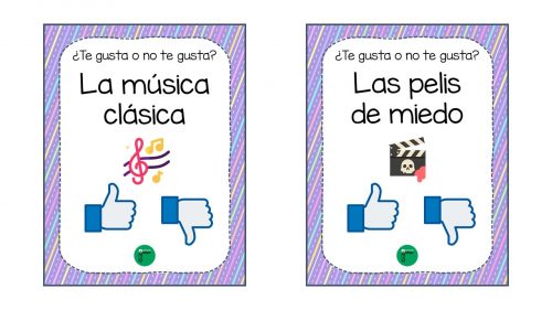 dinámica primeros días de clase Tarjetas + plantilla: ¿Te gusta o no te ...