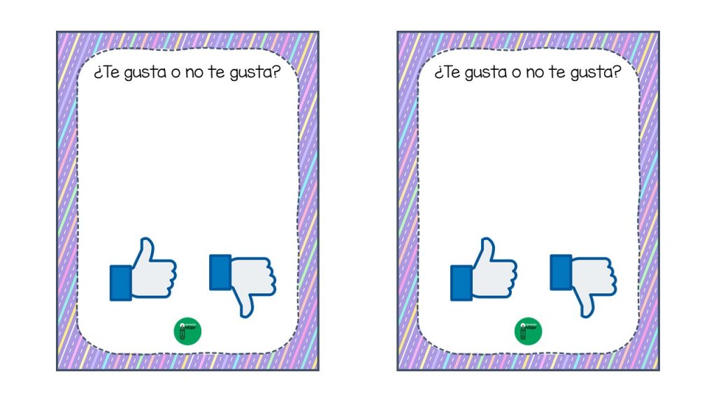 dinámica primeros días de clase Tarjetas + plantilla: ¿Te gusta o no te ...