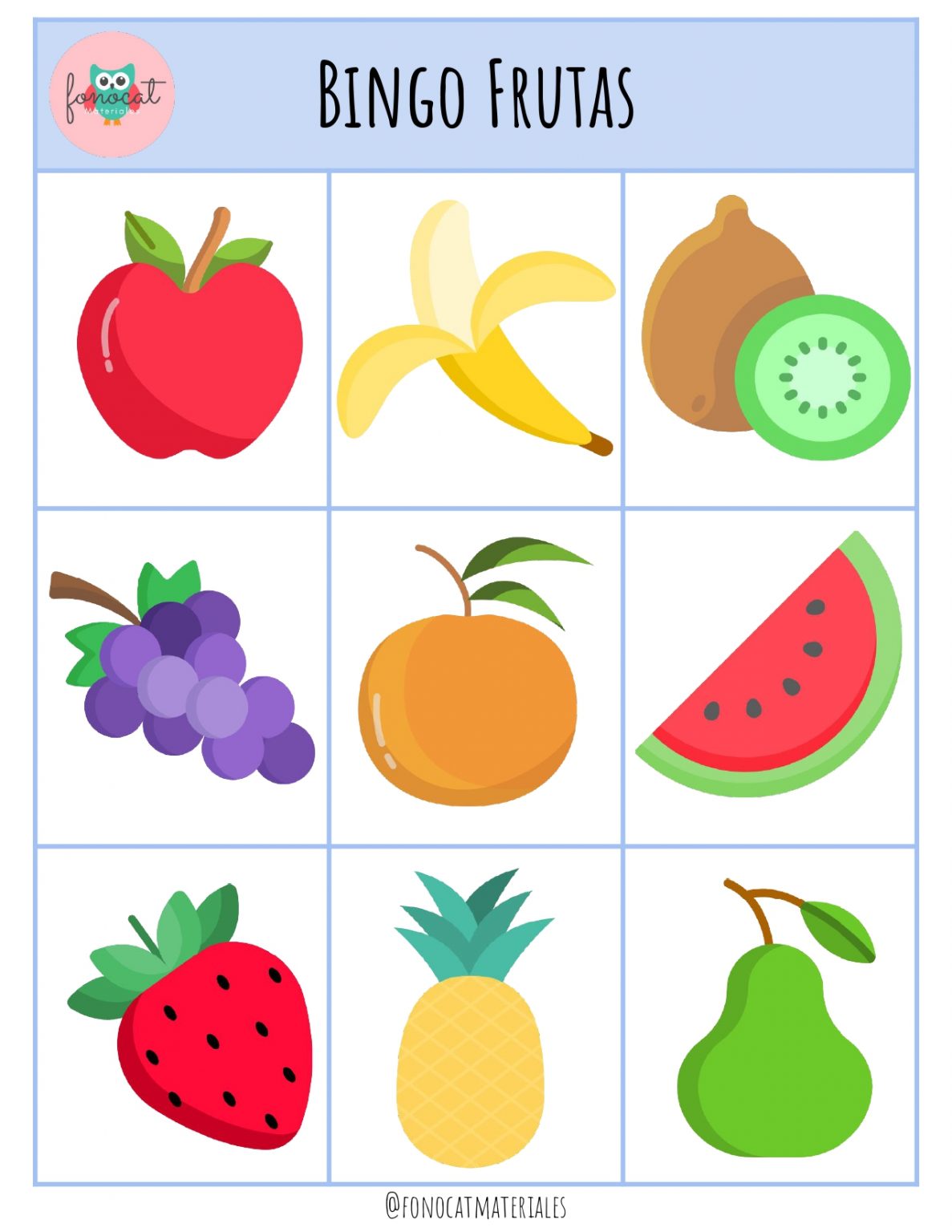 Bingo Das Frutas Para Imprimir - RETOEDU