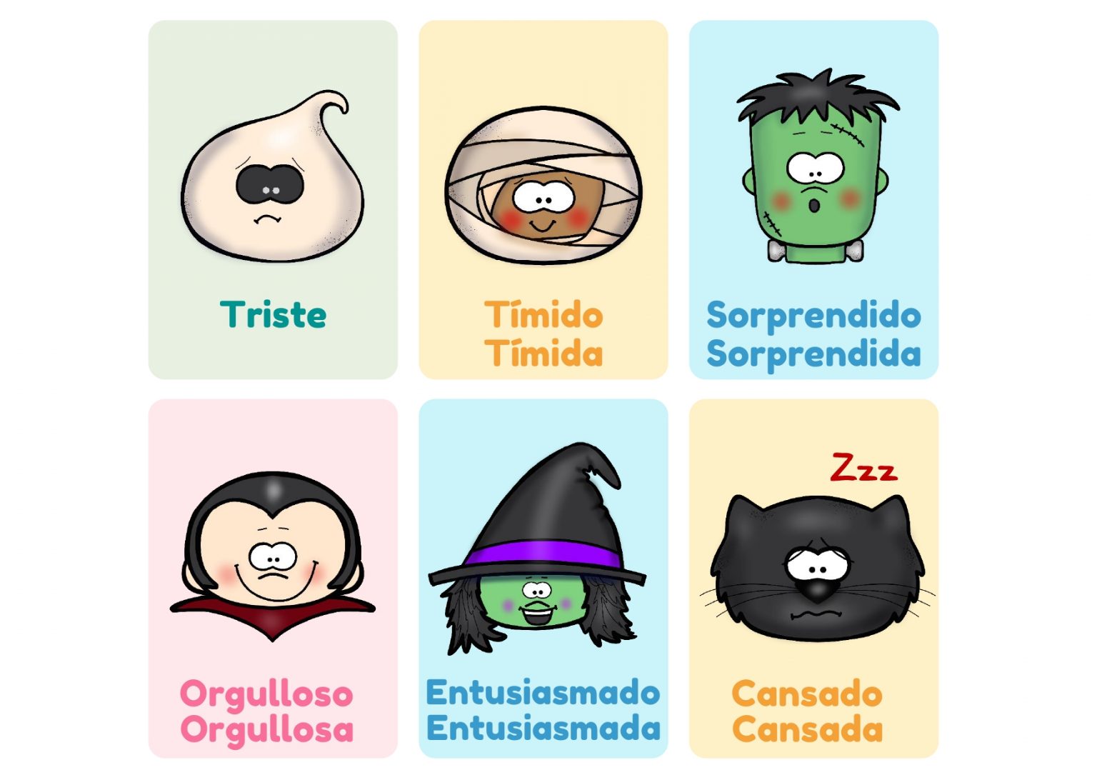 Colección Flashcards Emociones de Halloween - Orientacion Andujar