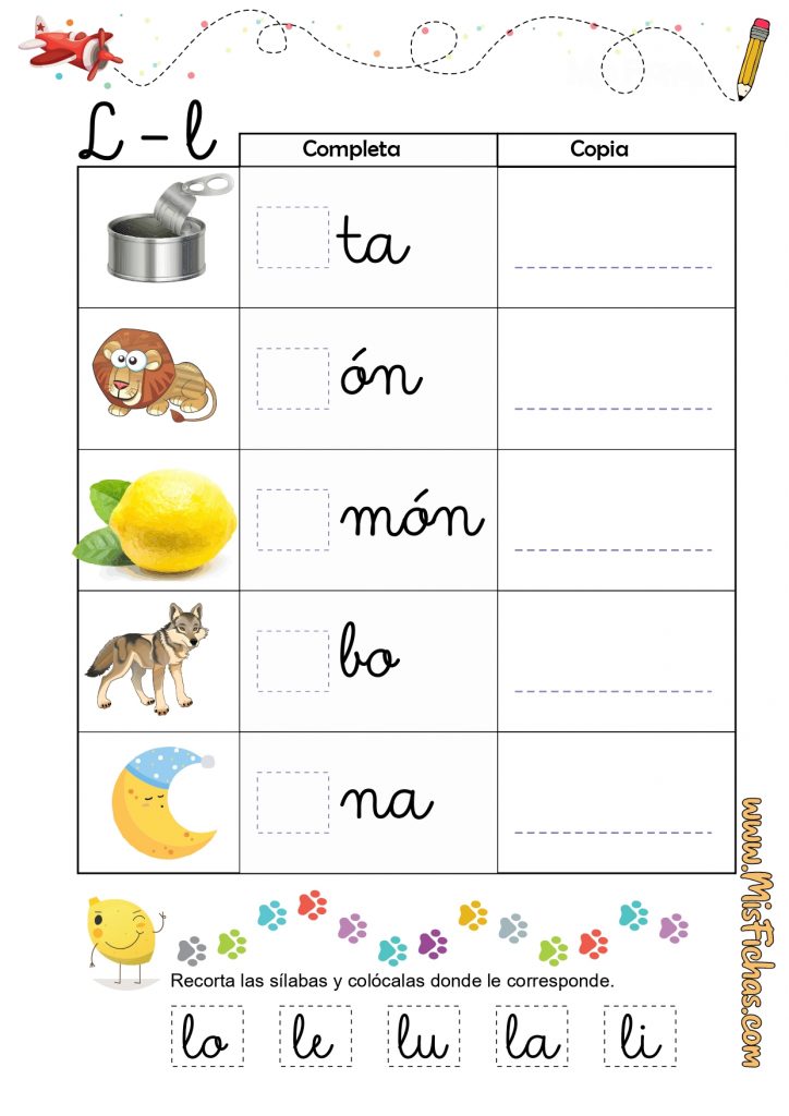 Lectoescritura FICHAS PARA SÍLABAS LA LE LI LO LU - Orientacion Andujar