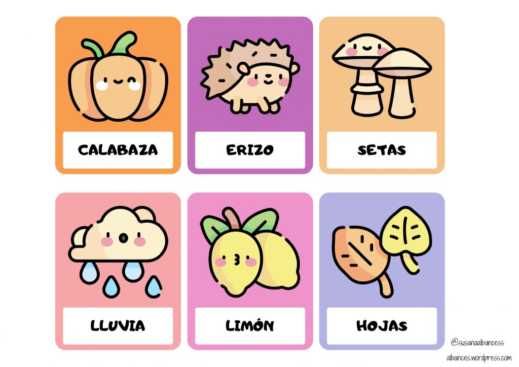 Tarjetas manipulativas para aprender el vocabulario de otoño ...