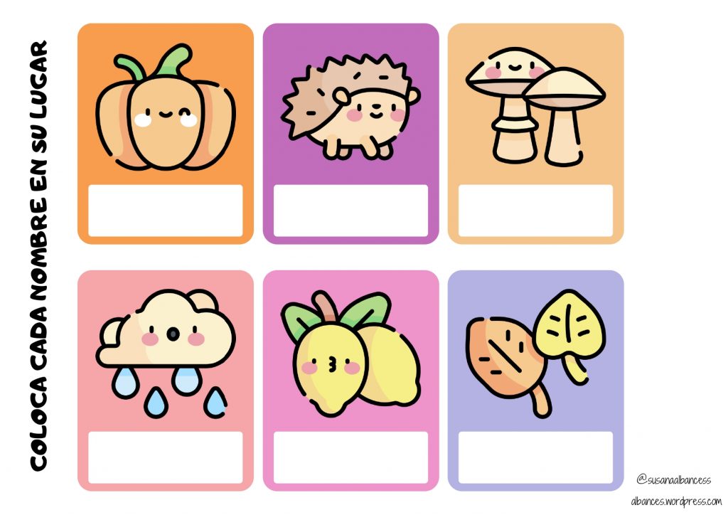 Tarjetas manipulativas para aprender el vocabulario de otoño ...