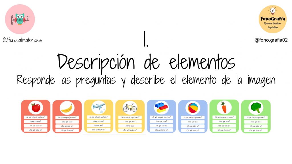 Colección de tarjetas para a trabajar descripciones de objetos ...