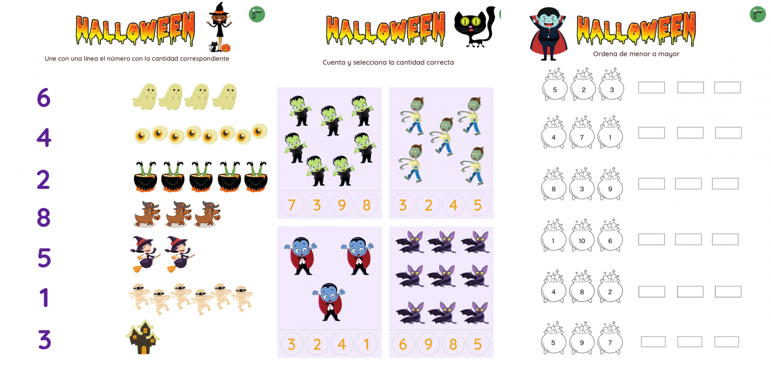 Tenebrosas fichas de Halloween para matemáticas -Orientacion Andujar