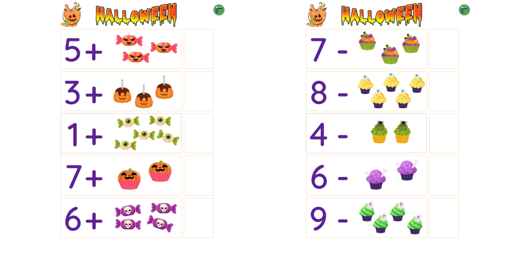 Tenebrosas fichas de Halloween para matemáticas -Orientacion Andujar