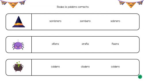 Lectura de palabras con vocabulario de Halloween -Orientacion Andujar