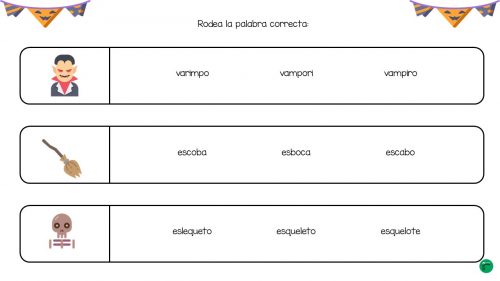 Lectura de palabras con vocabulario de Halloween -Orientacion Andujar