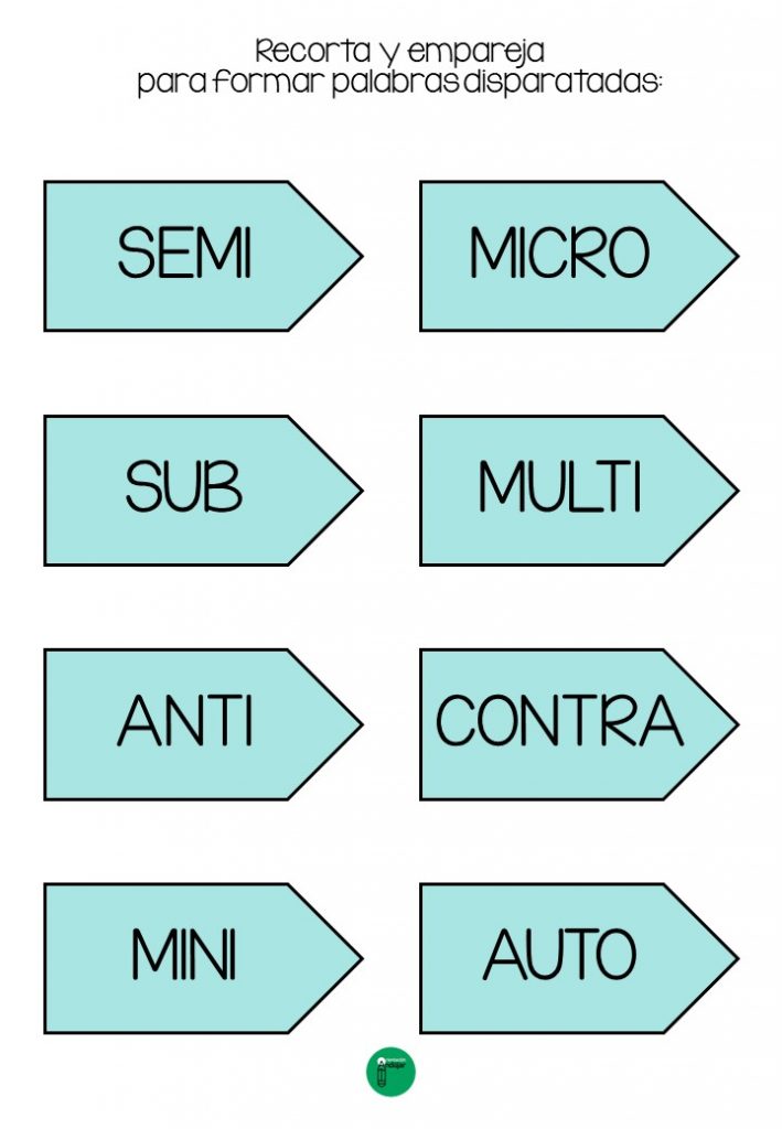 Palabras disparatadas con prefijos con esta divertida actividad manipulativa - Orientacion Andujar