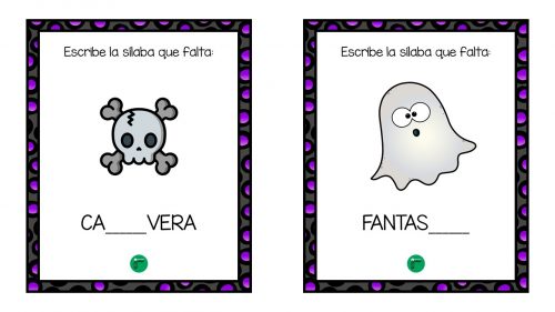 La sílaba perdida con vocabulario de Halloween -Orientacion Andujar