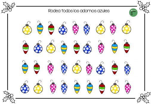 Fichas navideñas para estimular la atención - Orientacion Andujar