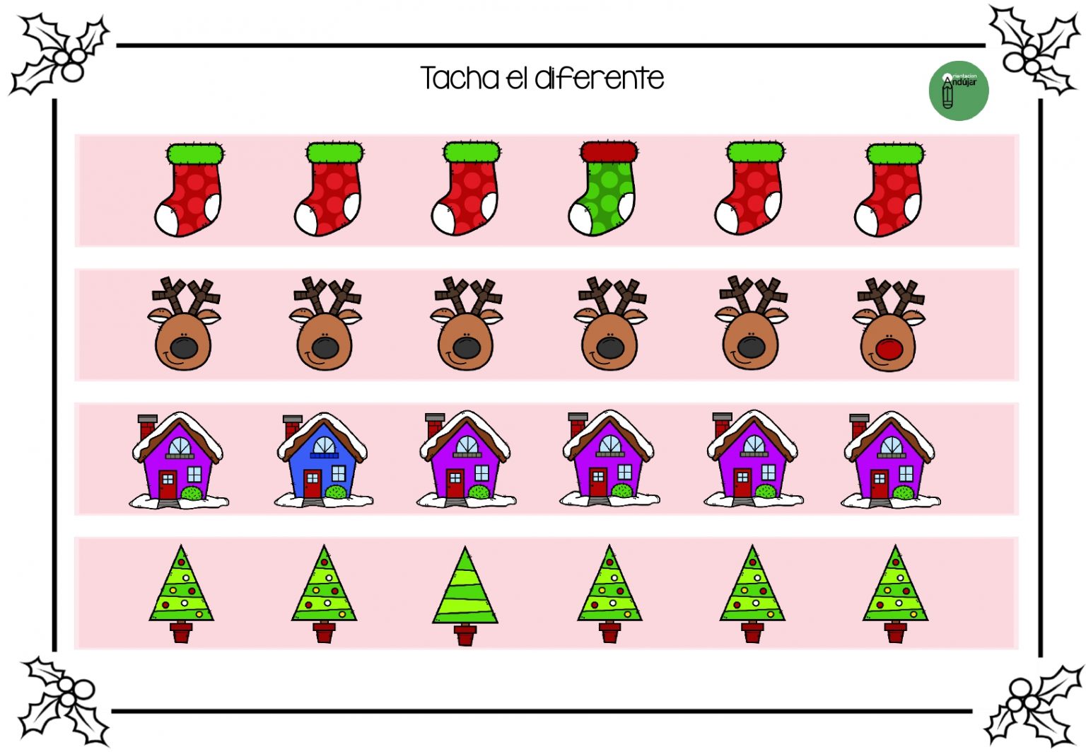 Fichas navideñas para estimular la atención - Orientacion Andujar
