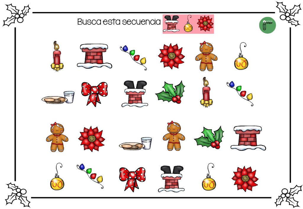 Fichas navideñas para estimular la atención - Orientacion Andujar