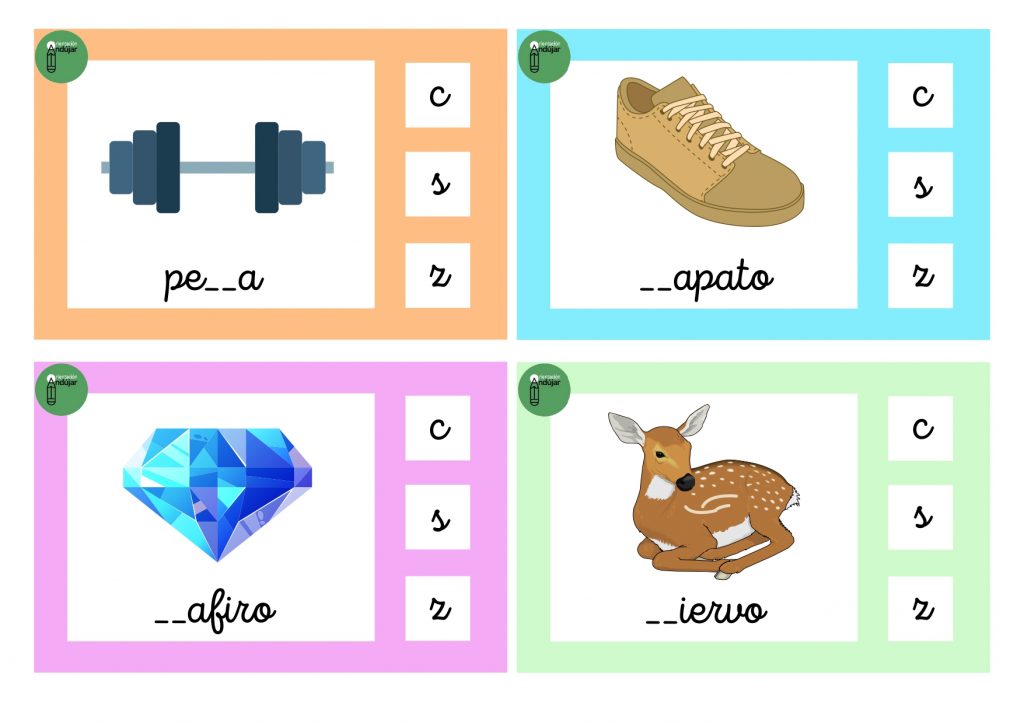 Geniales tarjetas de ortografía: C,S,Z - Orientacion Andujar