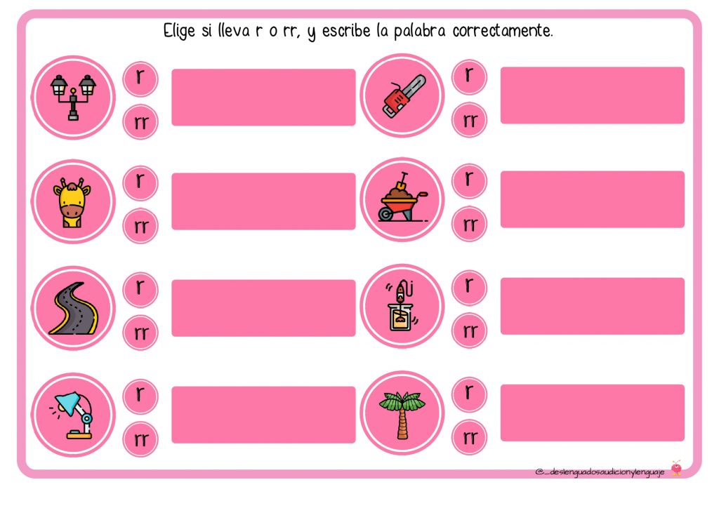 Actividades para discriminar R fuerte y R suave - Orientacion Andujar