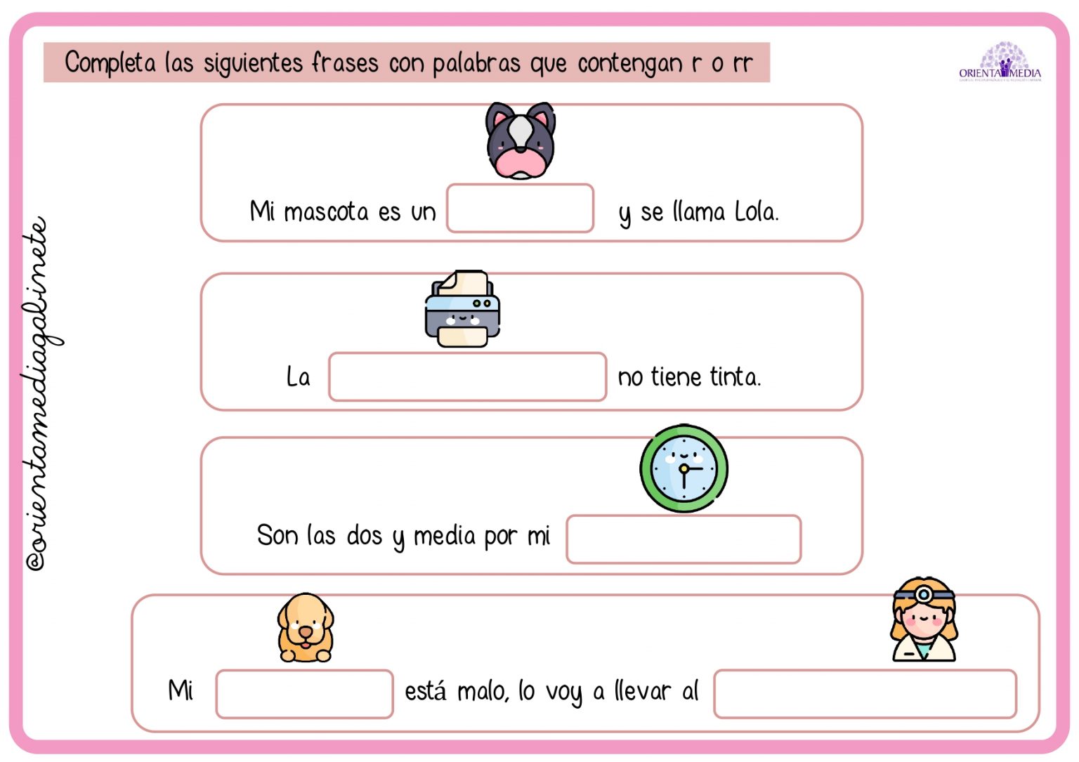 Actividades para discriminar R fuerte y R suave - Orientacion Andujar