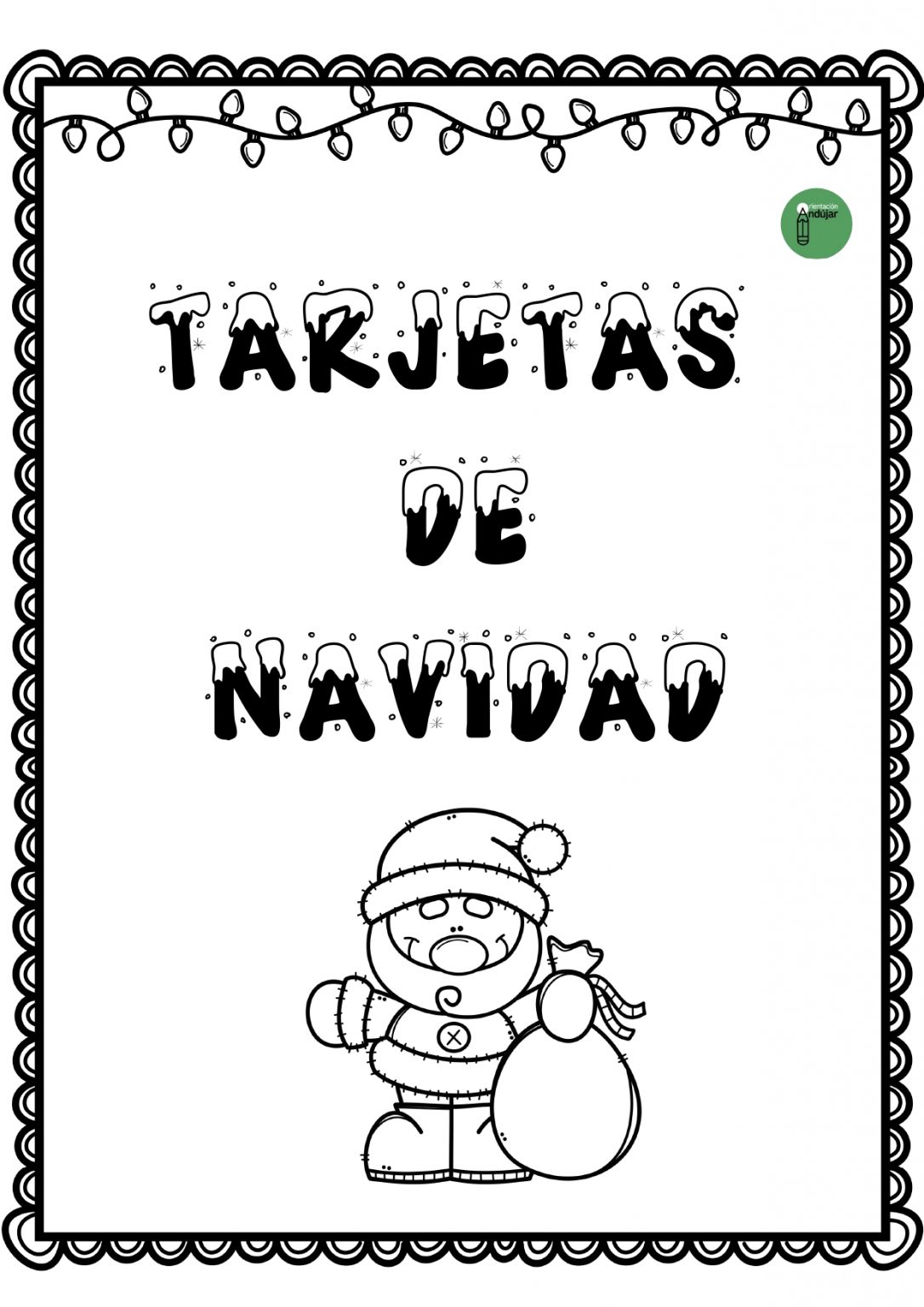 Tarjetas de Navidad para escribir y colorear - Orientacion Andujar