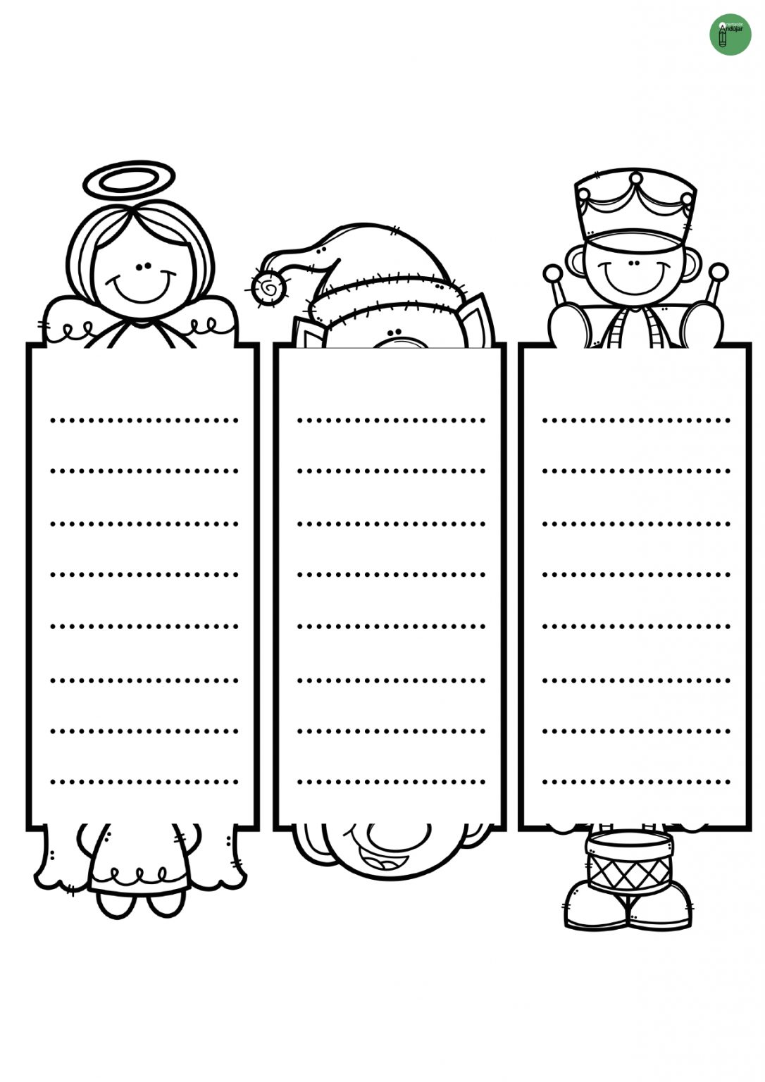 Tarjetas de Navidad para escribir y colorear - Orientacion Andujar