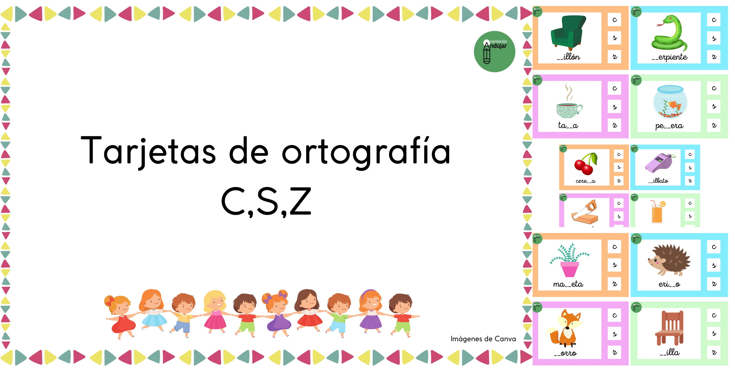 Geniales tarjetas de ortografía: C,S,Z - Orientacion Andujar