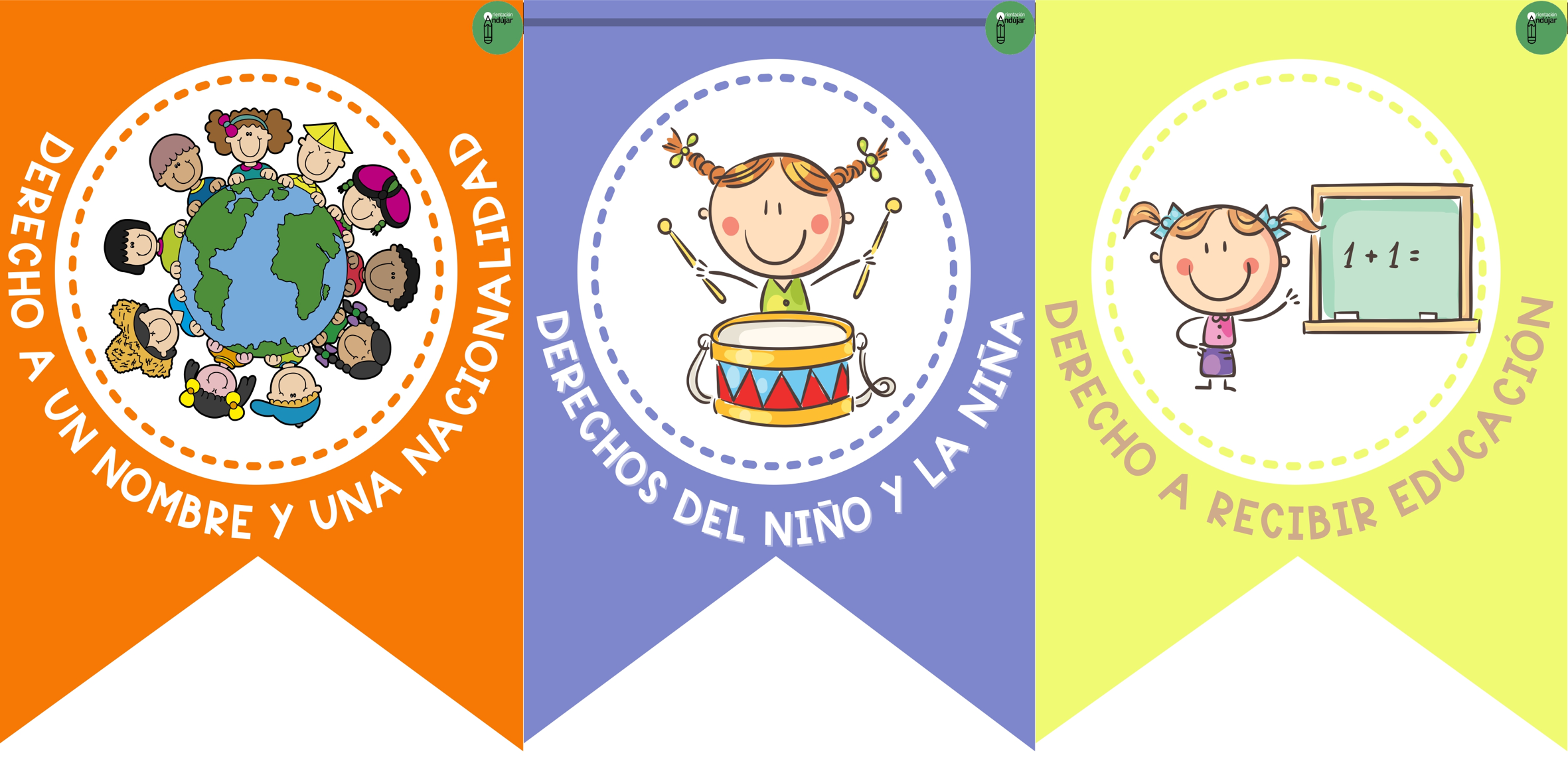 Bonitos banderines de los derechos del niño y la niña - Orientacion Andujar