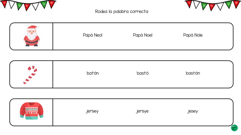 Lectura de palabras con vocabulario de Navidad - Orientacion Andujar