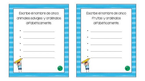 Ejercicio para trabajar el orden alfabético - Orientacion Andujar