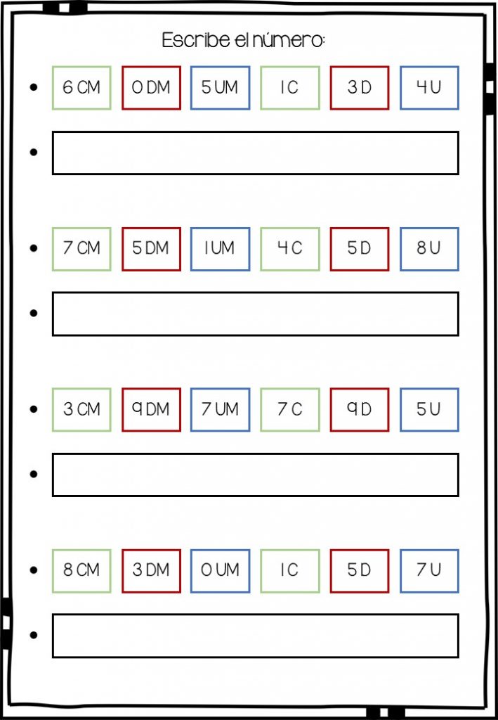 Trabajamos el valor posicional de un número - Orientacion Andujar