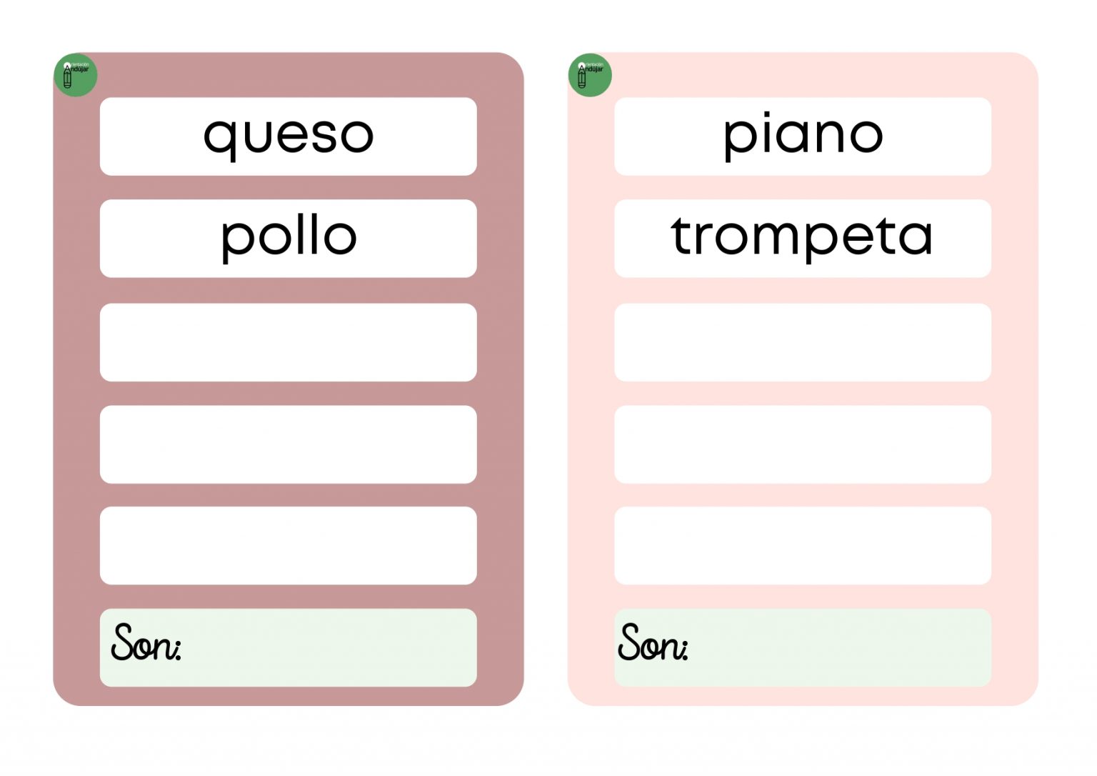 Listas de categorías semánticas para completar y ampliar vocabulario ...
