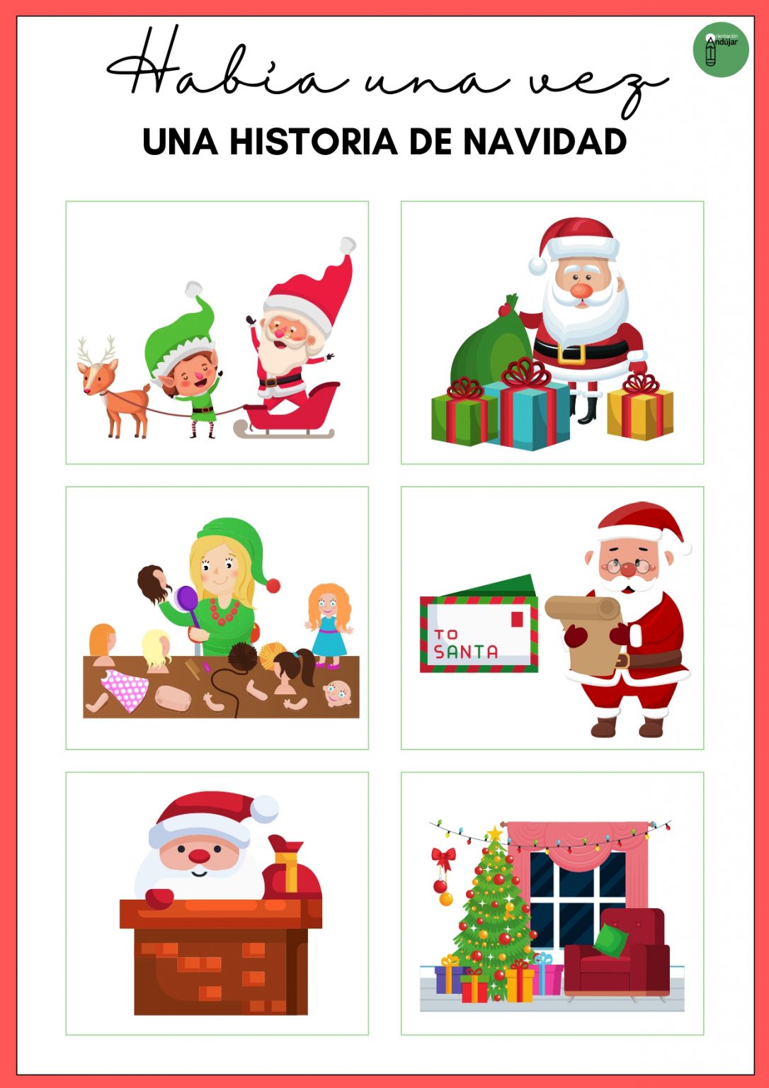 Secuencia de imágenes para inventar una bonita historia de Navidad ...