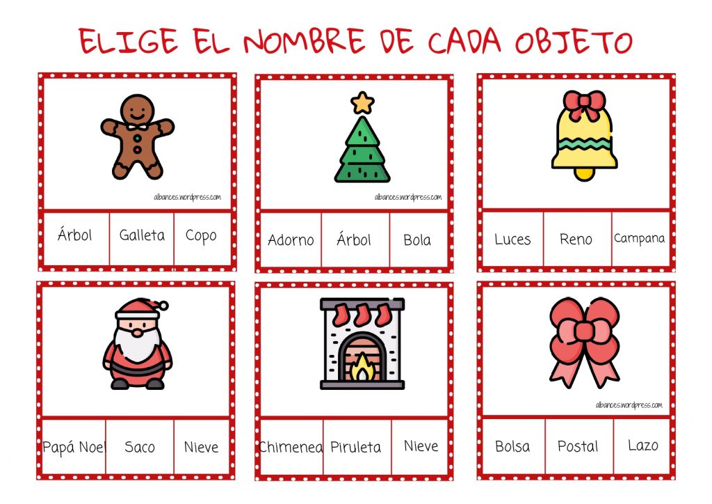 Tarjetas: Lectura de palabras con vocabulario navideño - Orientacion ...