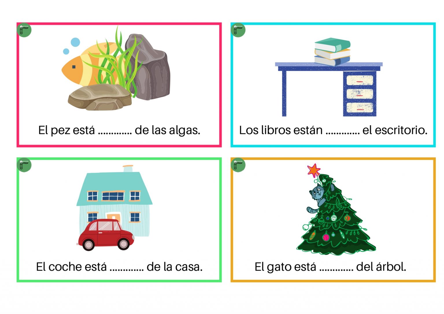 Pack tarjetas nociones espaciales - Orientacion Andujar