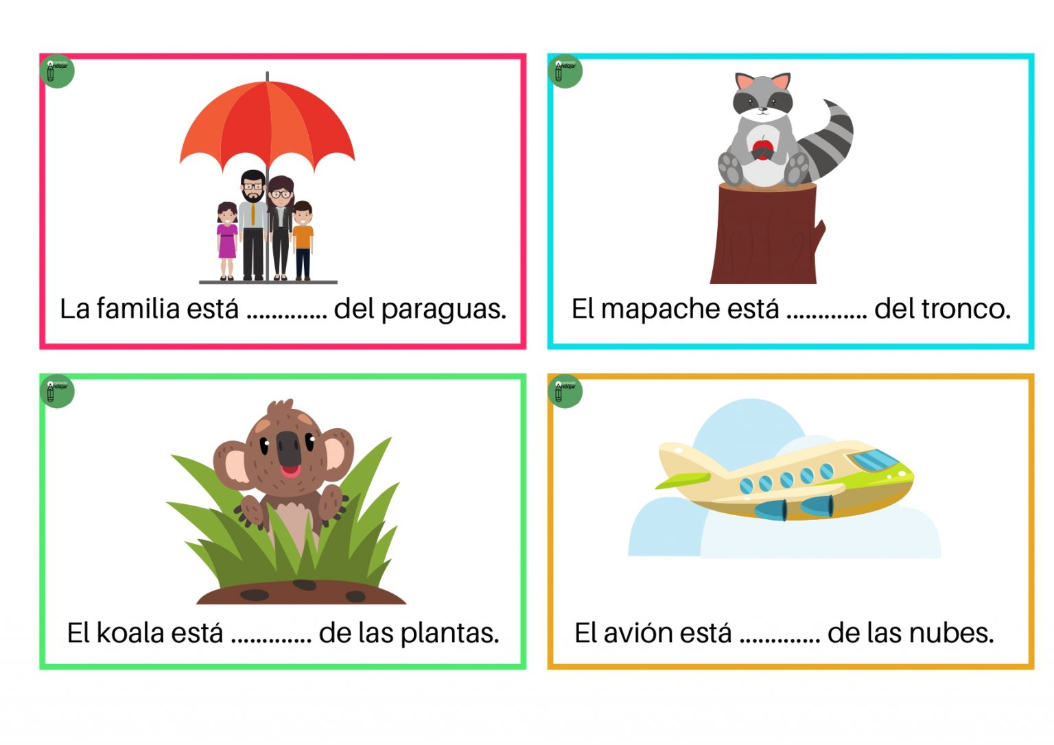 Pack tarjetas nociones espaciales - Orientacion Andujar