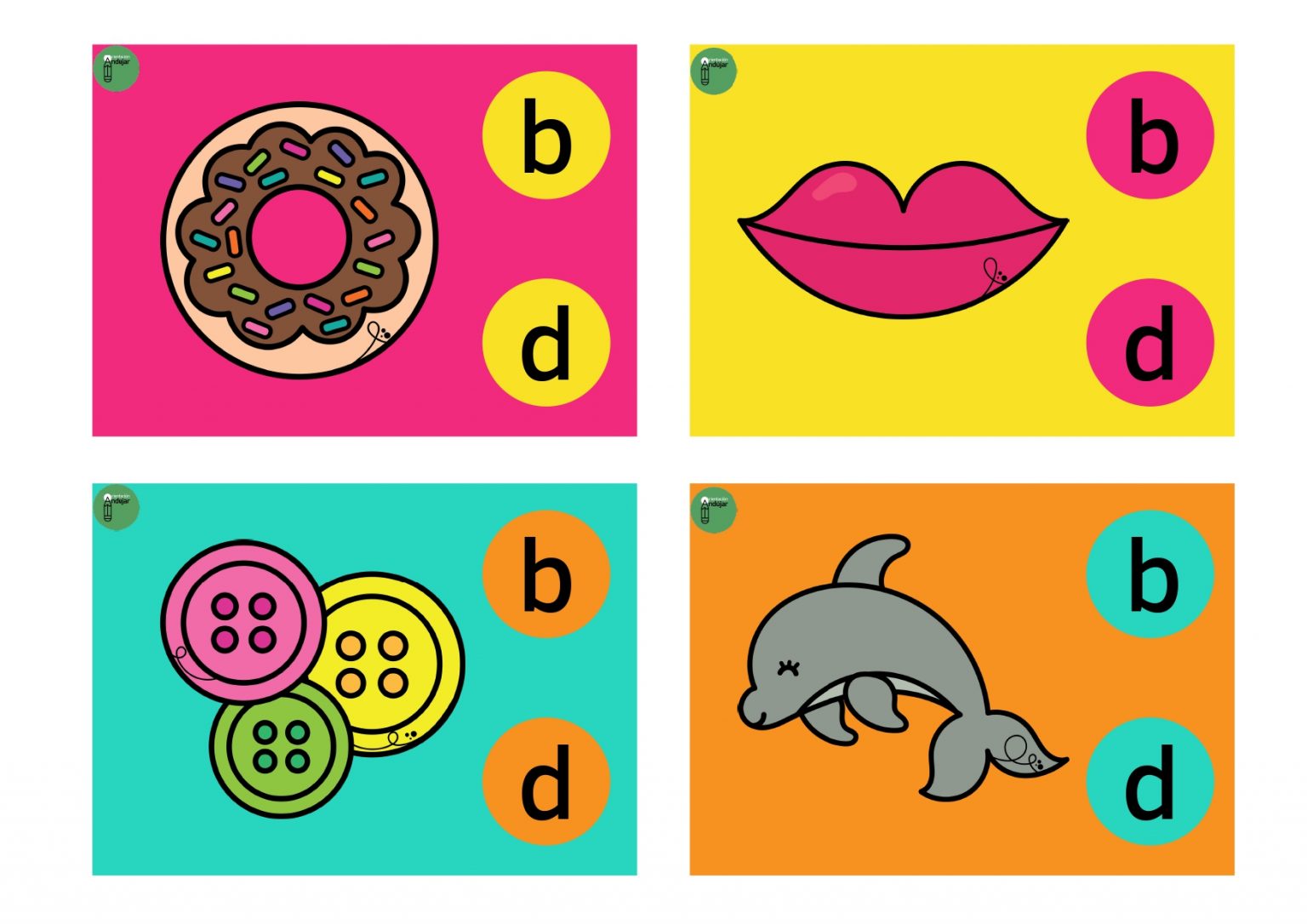 Tarjetas Dislexia: diferencia b/d - Orientacion Andujar