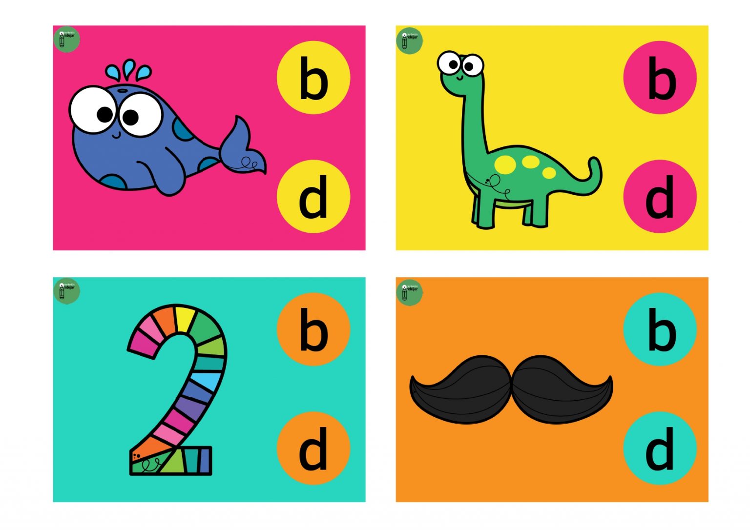 Tarjetas Dislexia: diferencia b/d - Orientacion Andujar