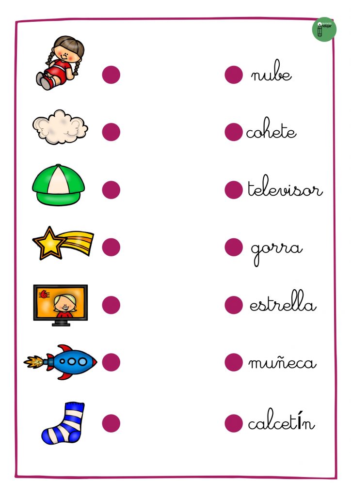 Asociación palabra - dibujo: Empareja - Actividades de infantil y primaria