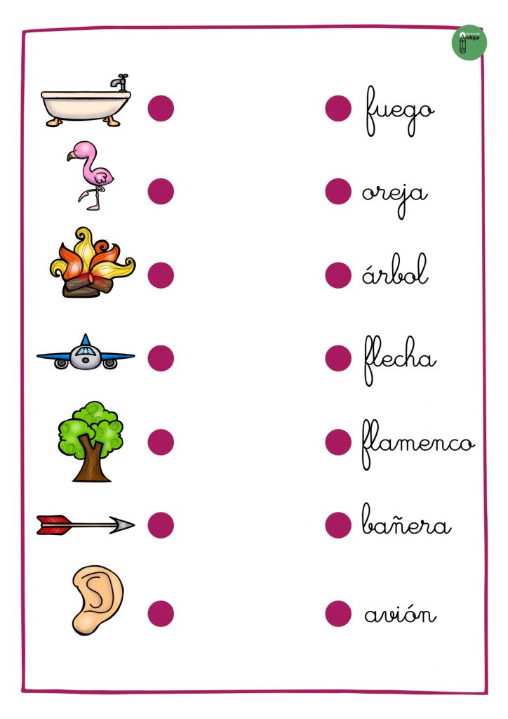Asociación palabra - dibujo: Empareja - Actividades de infantil y primaria