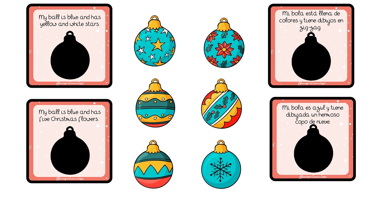 Juego de descripciones en inglés y castellano de navidad - Orientacion ...