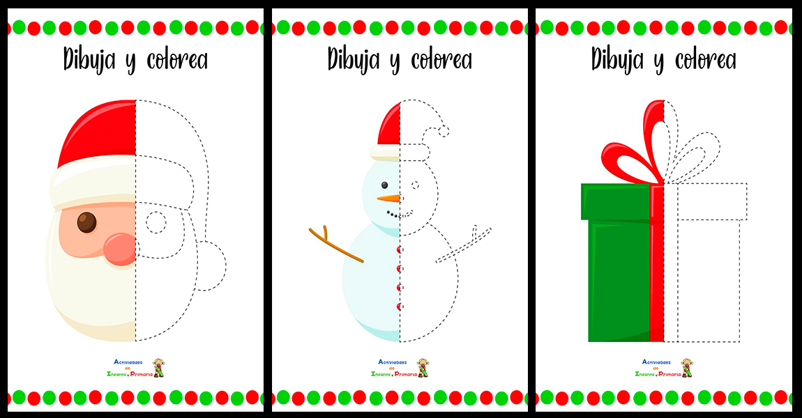 Repasamos trazo y coloreamos con bonitos motivos navideños ...