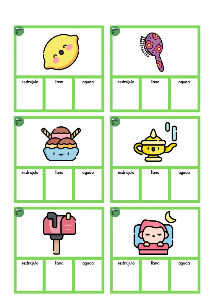 Actividad ortográfica: Tarjetitas para acentuar y clasificar palabras ...