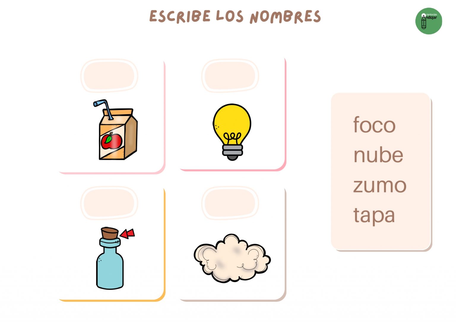 Lee y escribe los nombres - Orientacion Andujar
