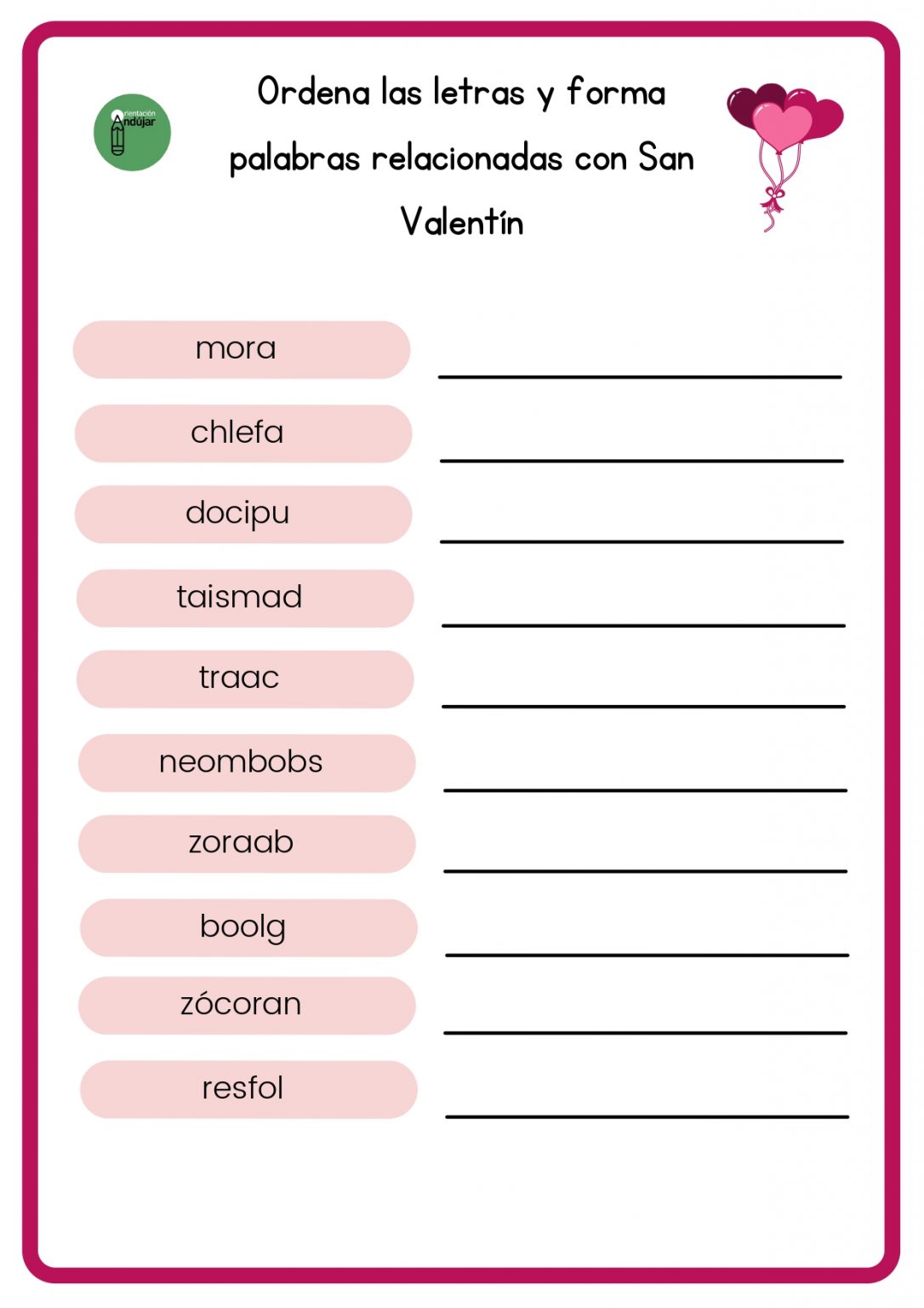 Mi librito de San Valentín - Orientacion Andujar
