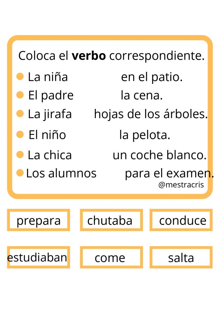 Tarjetero con actividades para trabajar los verbos y los adjetivos ...